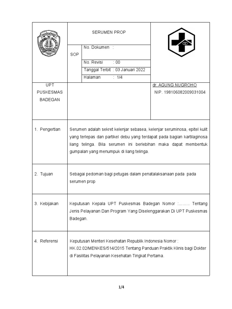 z8 Sop SERUMEN PROP | PDF