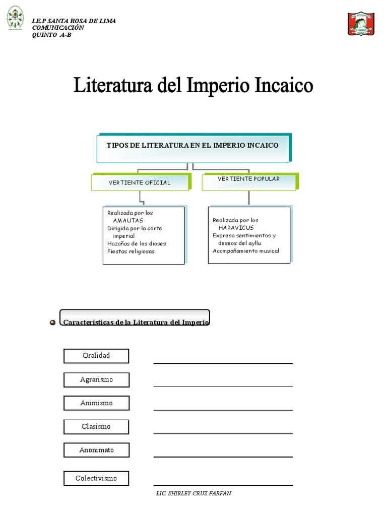 Literatura Del Imperio Incaico 5to | PDF | Imperio Inca | Andes