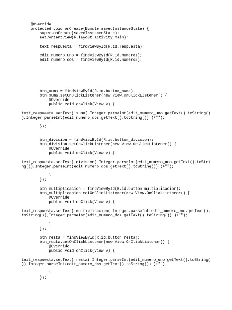 Calculadora chiquita codigo android | PDF