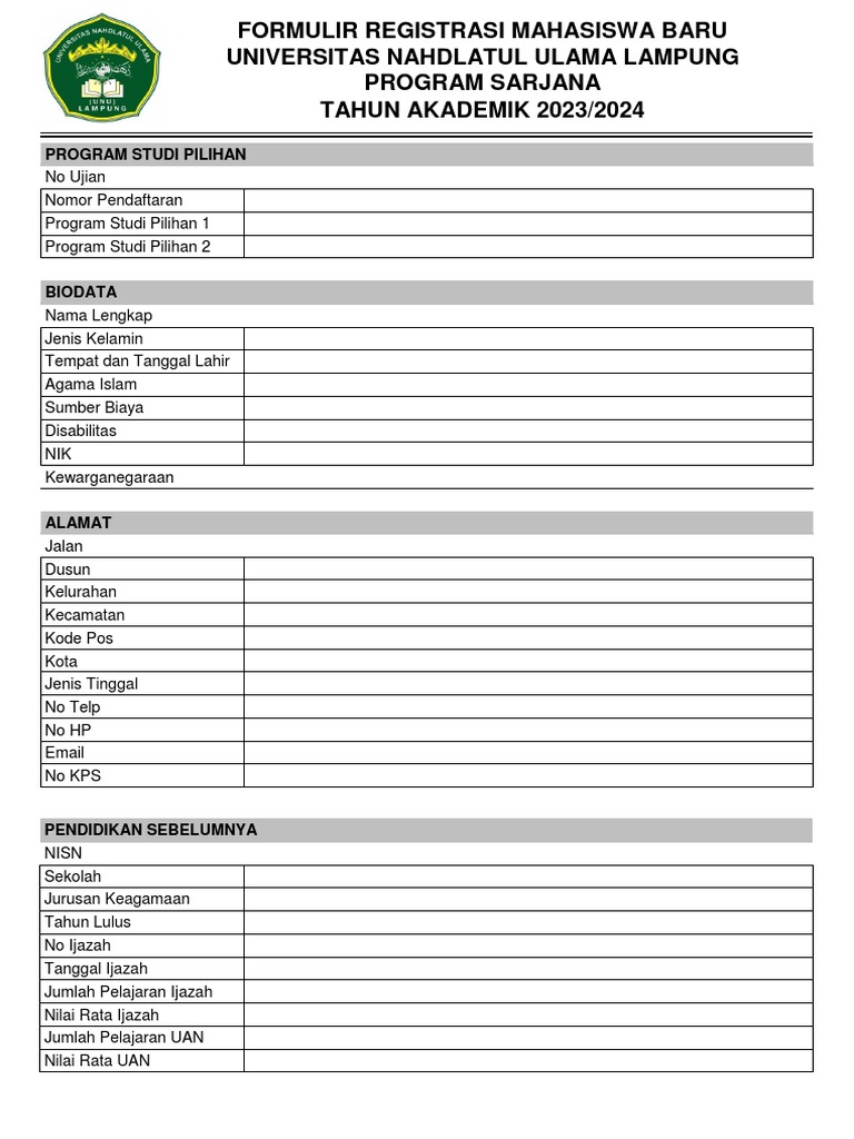 Formulir PMB 2023 | PDF