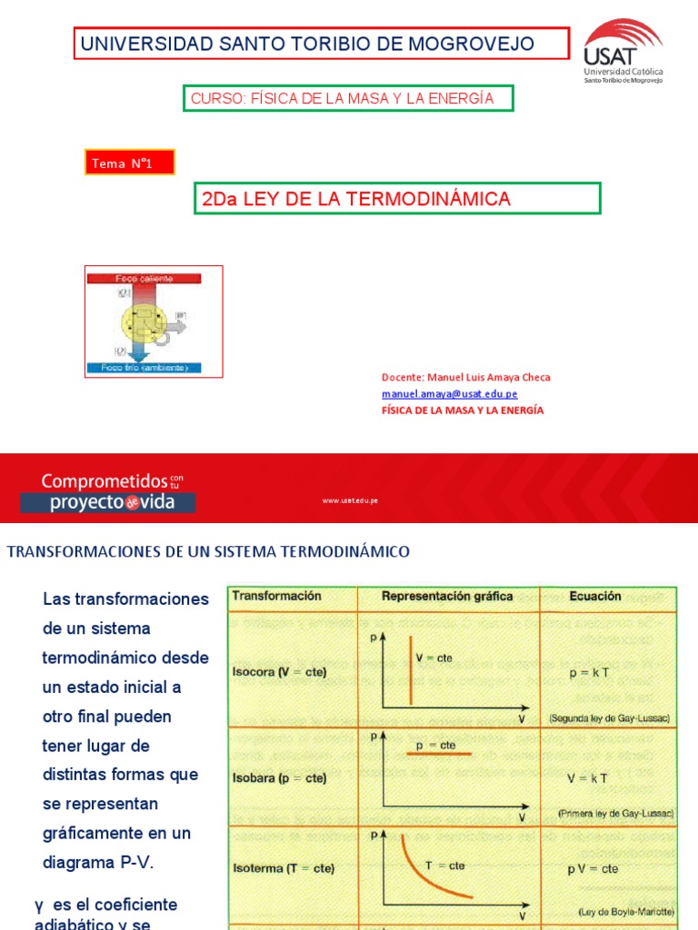 Clase N°8 SEGUNDA LEY DE LA TERMODINAMICA | PDF | Termodinámica | Temperatura