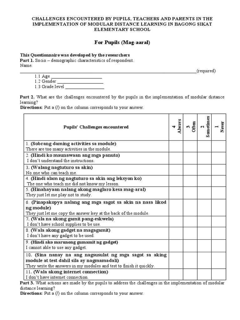 Questionnaires | PDF