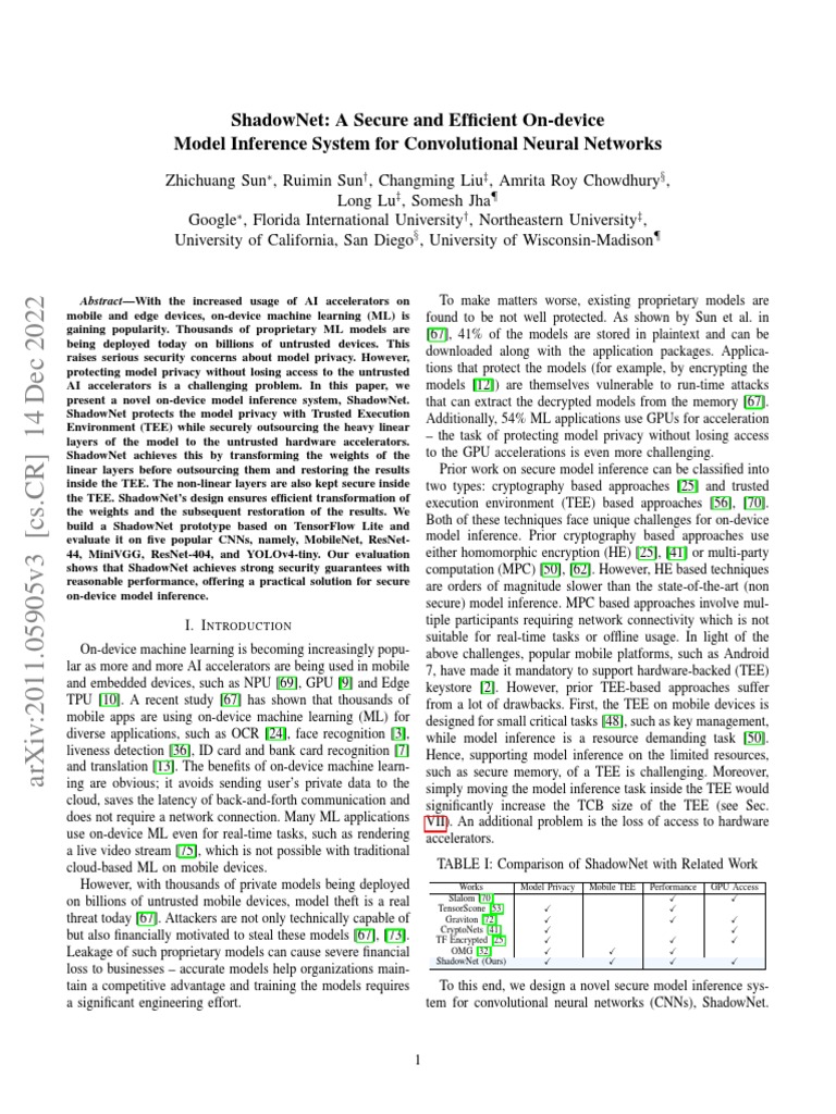 ShadowNet: Secure On-device CNN Inference | PDF | Applied Mathematics ...