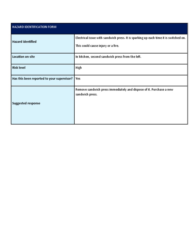 C - Task 5 Hazard Identification Form | PDF