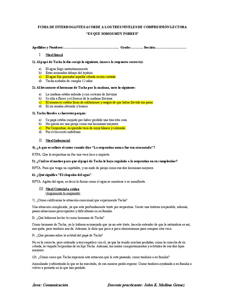 Interrogantes sobre Comprensión Lectora | PDF