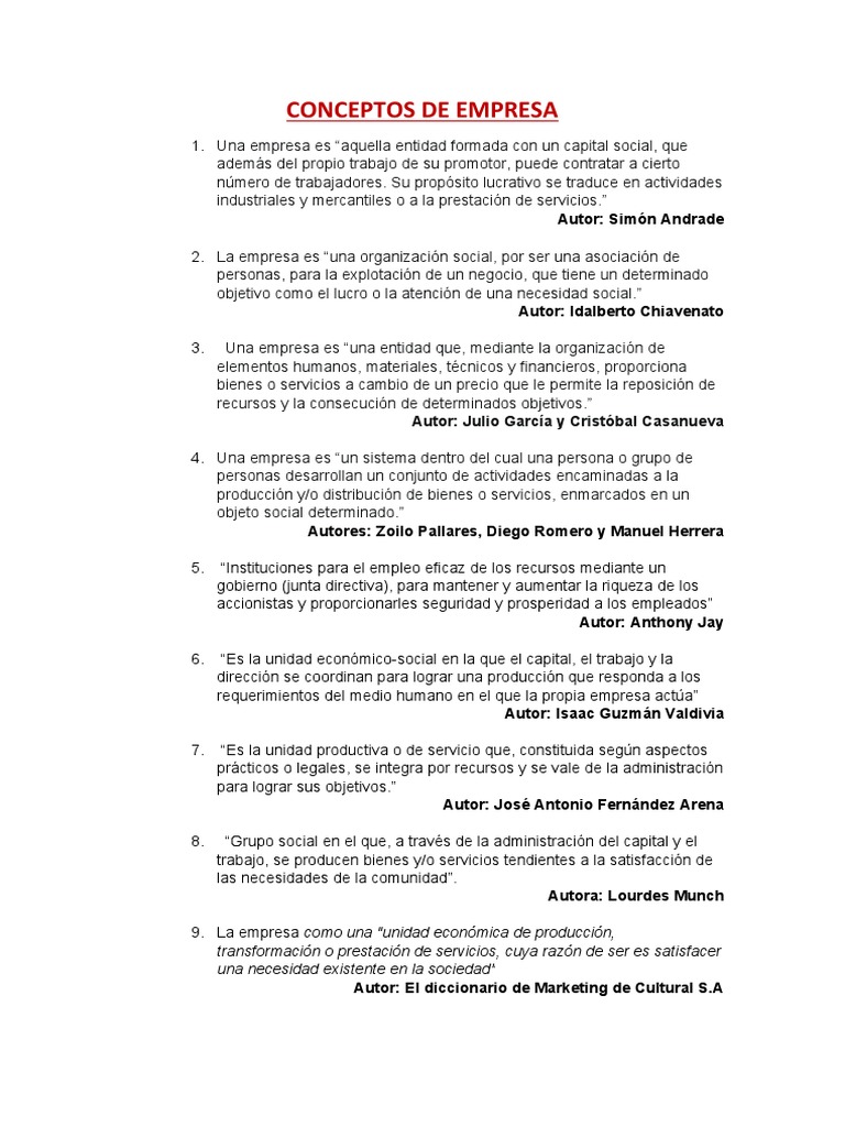 Conceptos de Empresa | PDF | Bienes | Capital (economía)