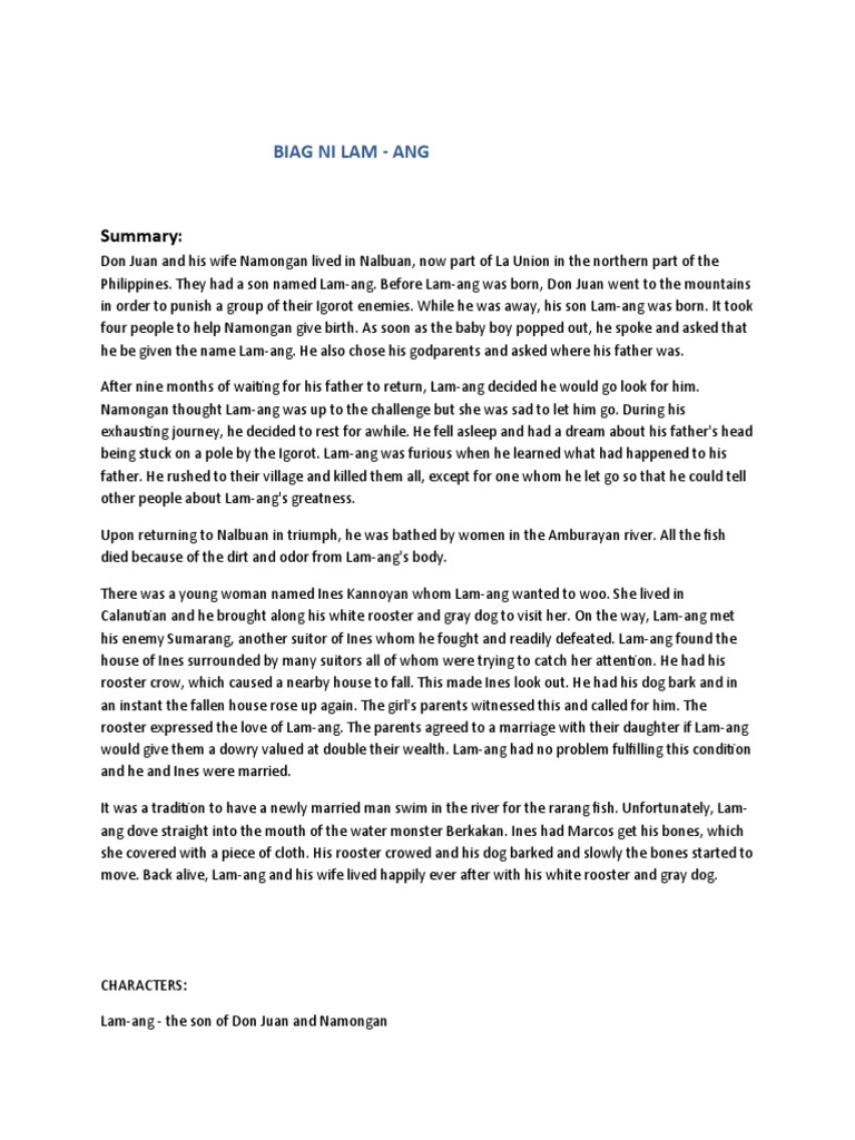 Biag Ni Lam - Ang: Summary | PDF