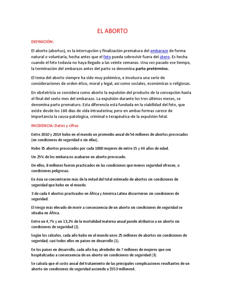 Tema - Aborto Work PDF | PDF | Aborto | Aborto espontáneo