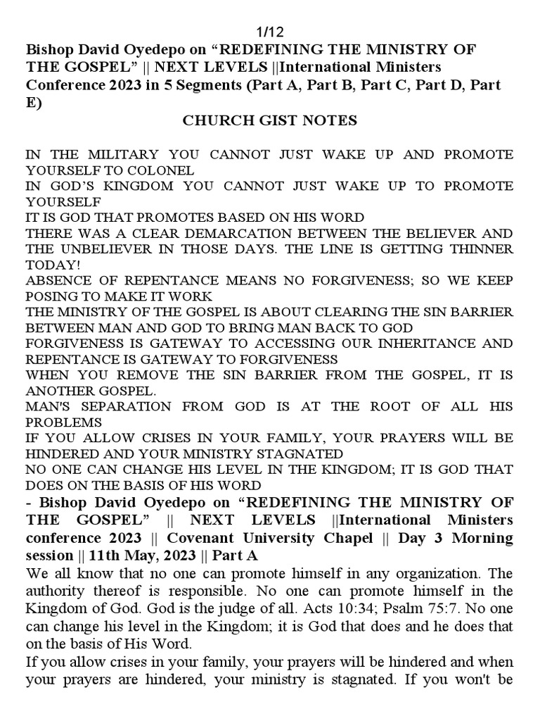 Redefining The Ministry of The Gospel | PDF | Jesus | Sanctification
