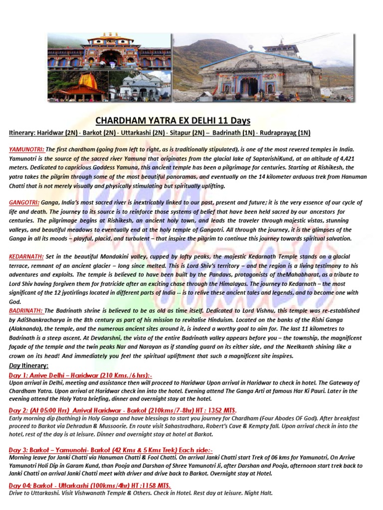 11 Days Package Chardham Yatra Ex. Delhi 2020 | PDF