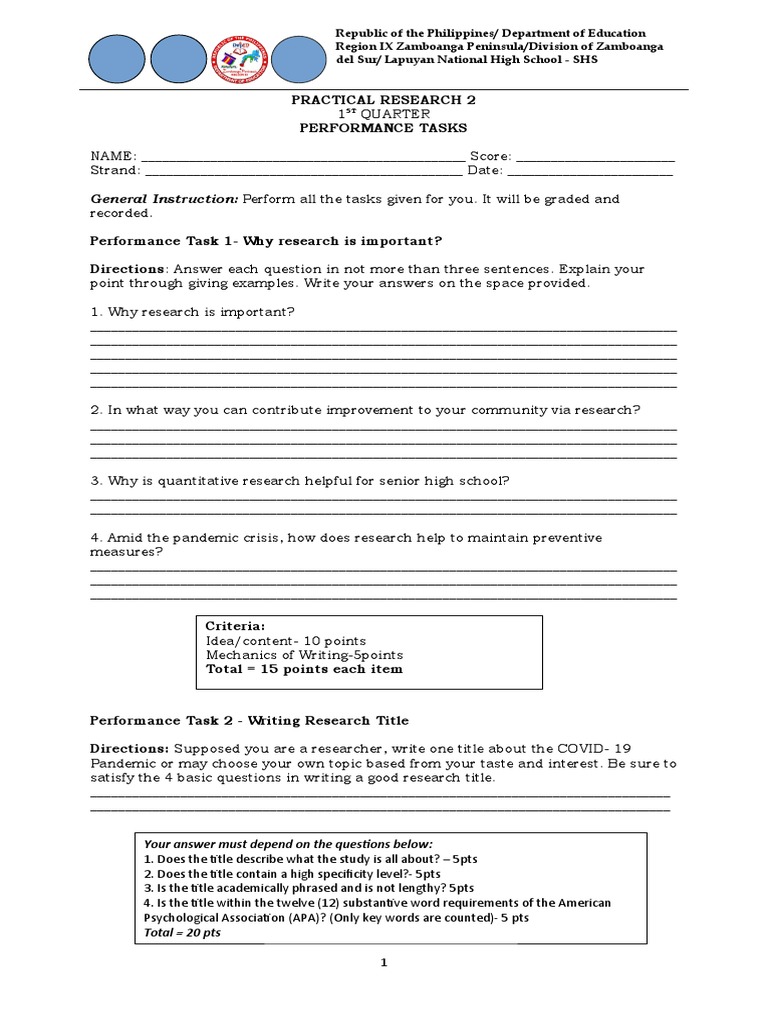 q1 Performance Task | PDF | Teachers | Science