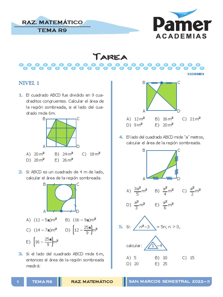Razonamiento Matematico - Sem R9 - Tarea | PDF