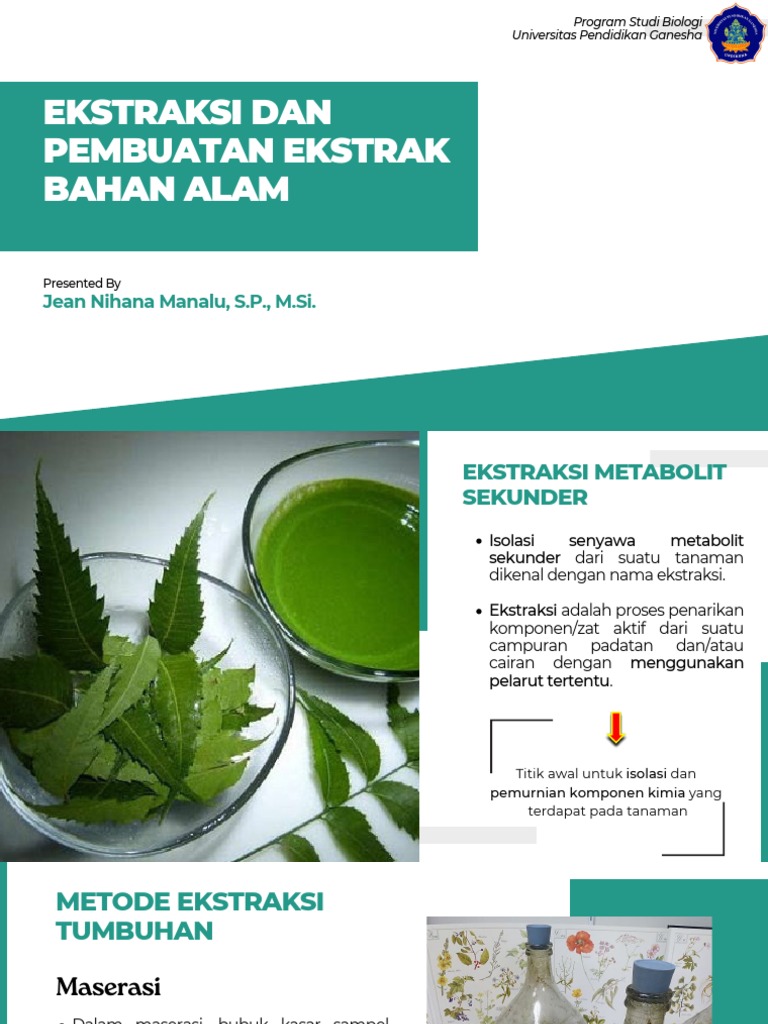 Ekstraksi Dan Pembuatan Ekstrak Bahan Alam | PDF Ekstraksi Dan Pembuatan Ekstrak Bahan Alam | PDF