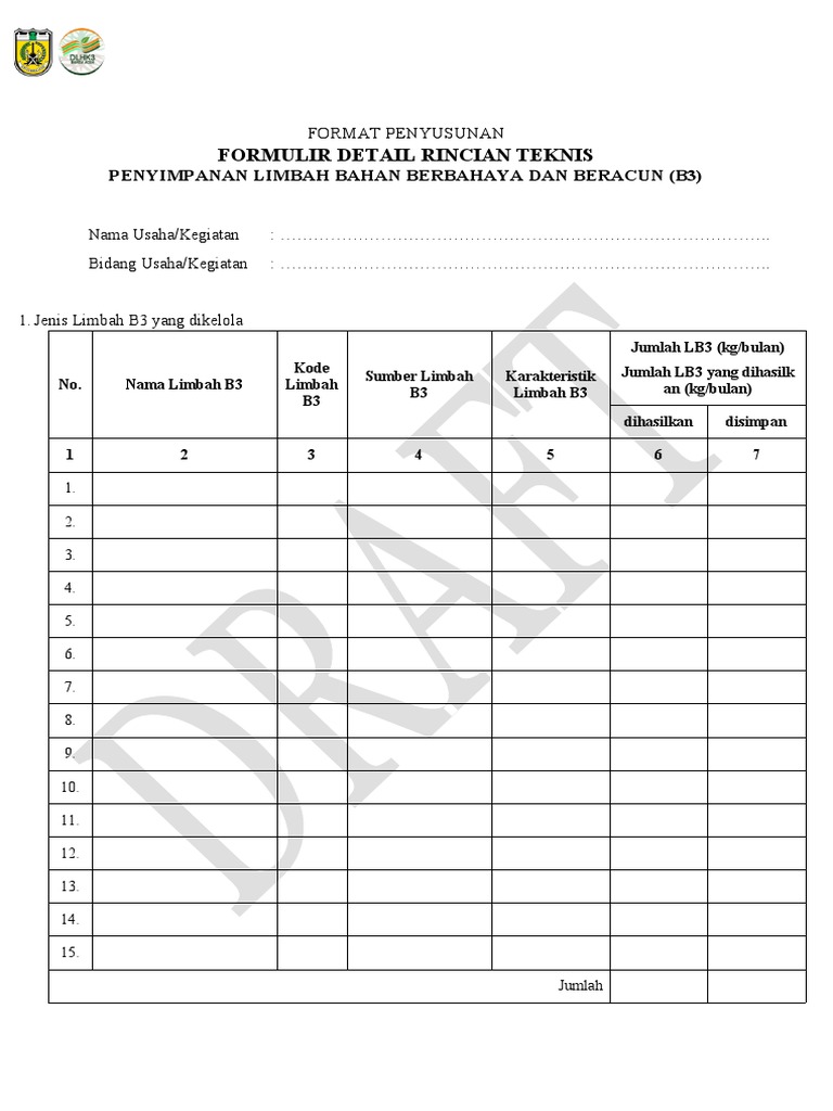 Formulir Penyimpanan Limbah B3 | PDF