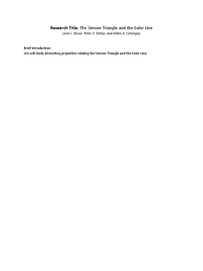 The Simson Triangle and The Euler Line | PDF