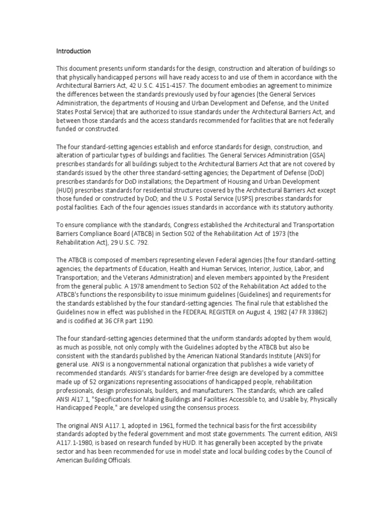 United Federal Accessibility Standards (UFAS 1984) | PDF | Elevator | Parking