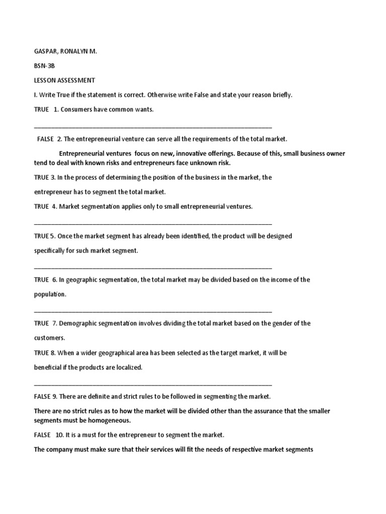 Entrep Midterm Act.2 | PDF | Market Segmentation | Marketing