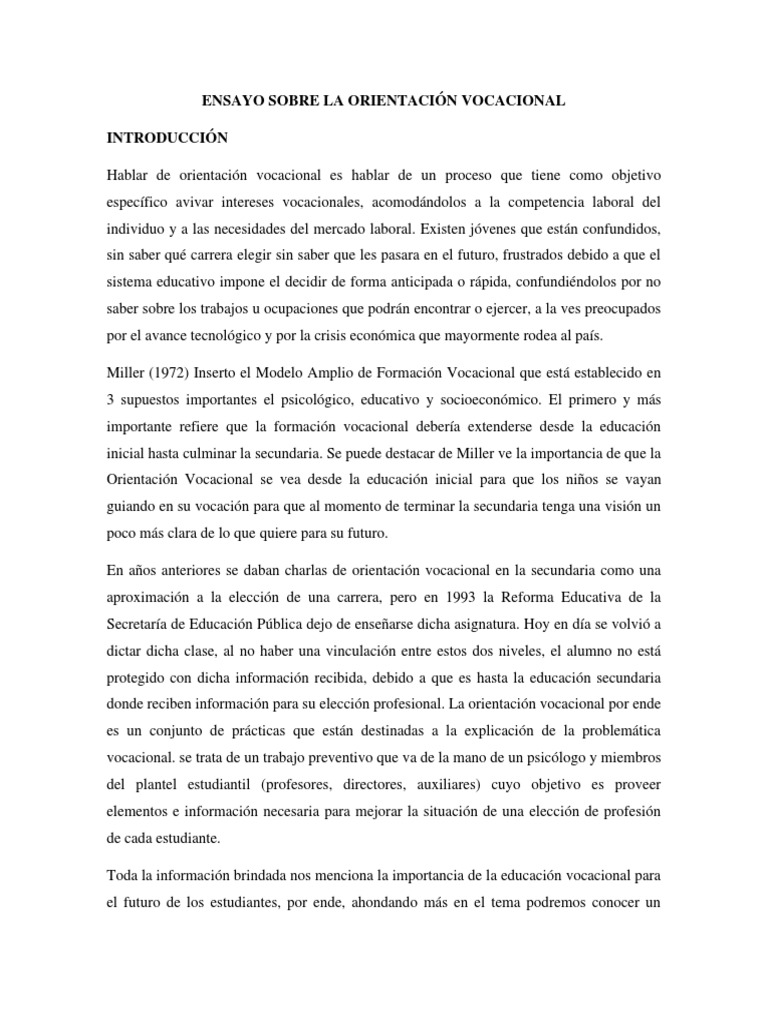 Ta2 Ensayo Sobre La Orientación Vocacional s.09 | PDF