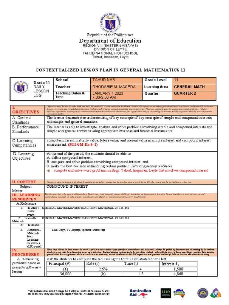 Contextualized LP in General Mathematics | PDF | Interest | Present Value