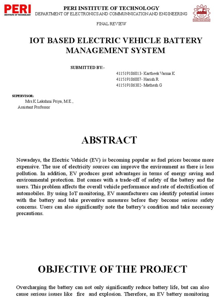 IOT Based Electric Vehicle Battery Management System | PDF