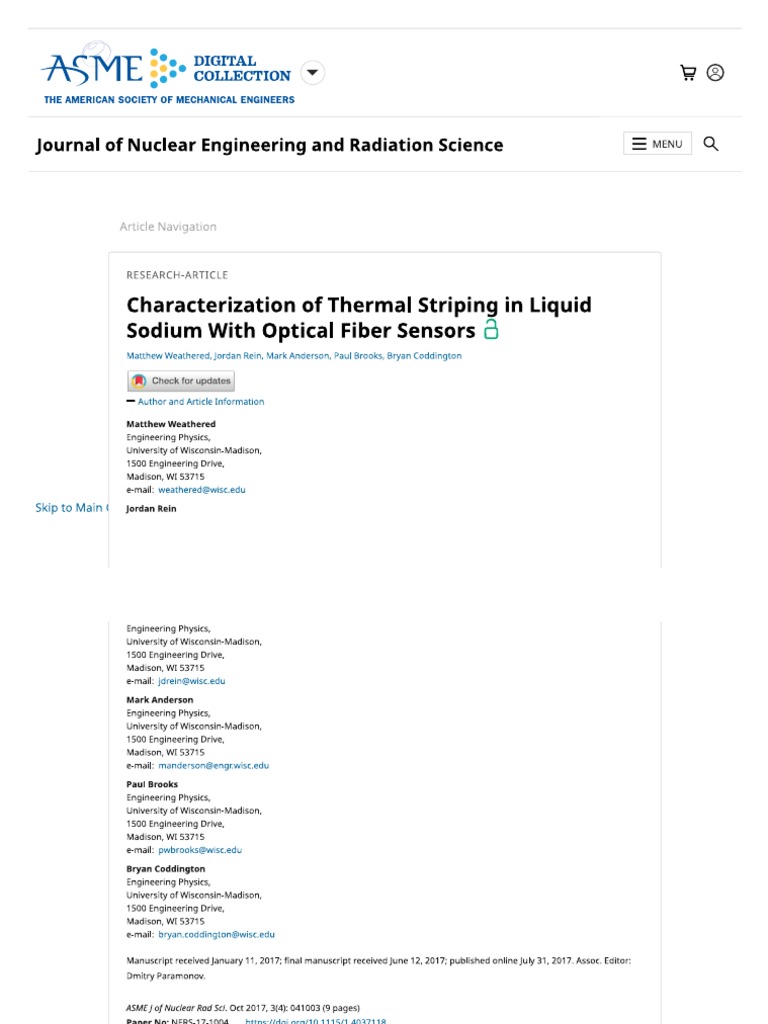 Characterization Thermal Striping Liquid Sodium Optical Fiber | PDF