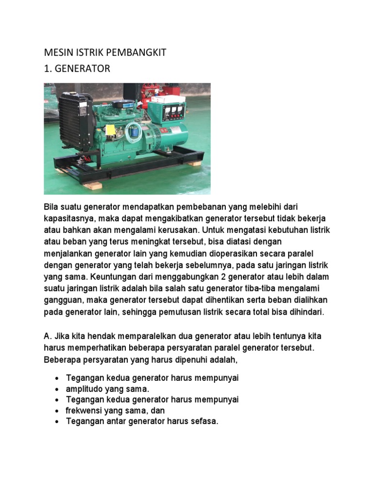 Panduan Paralel Generator, Motor, dan Trafo | PDF