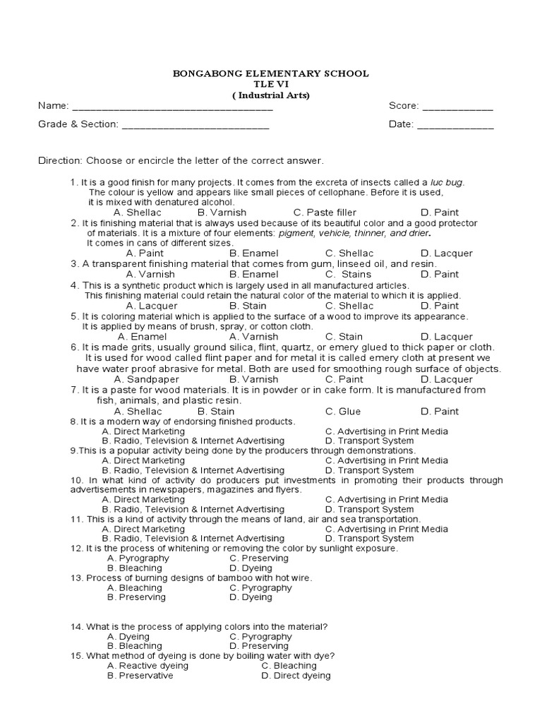 PT - Tle 6 Industrial Arts - q4 v1 | PDF
