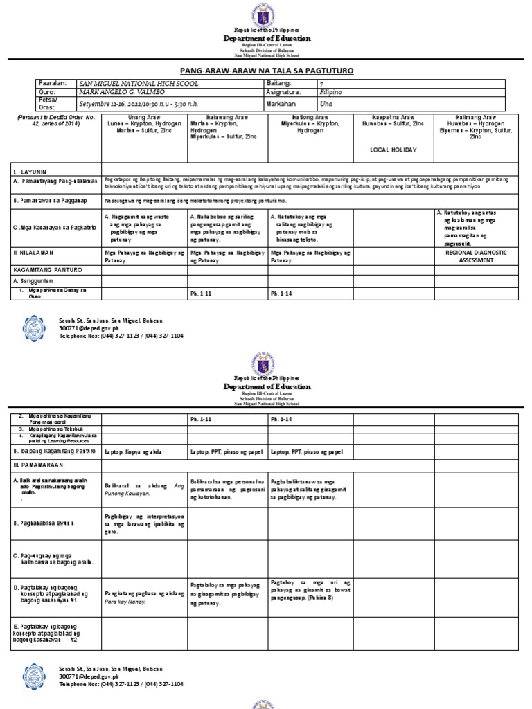 DLL Filipino 7 1st QTR Week 4 | PDF
