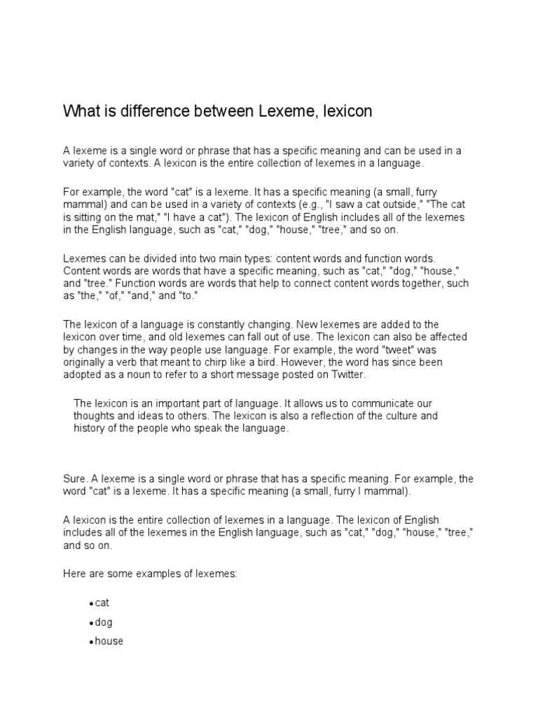Lexeme and Lexicon | PDF