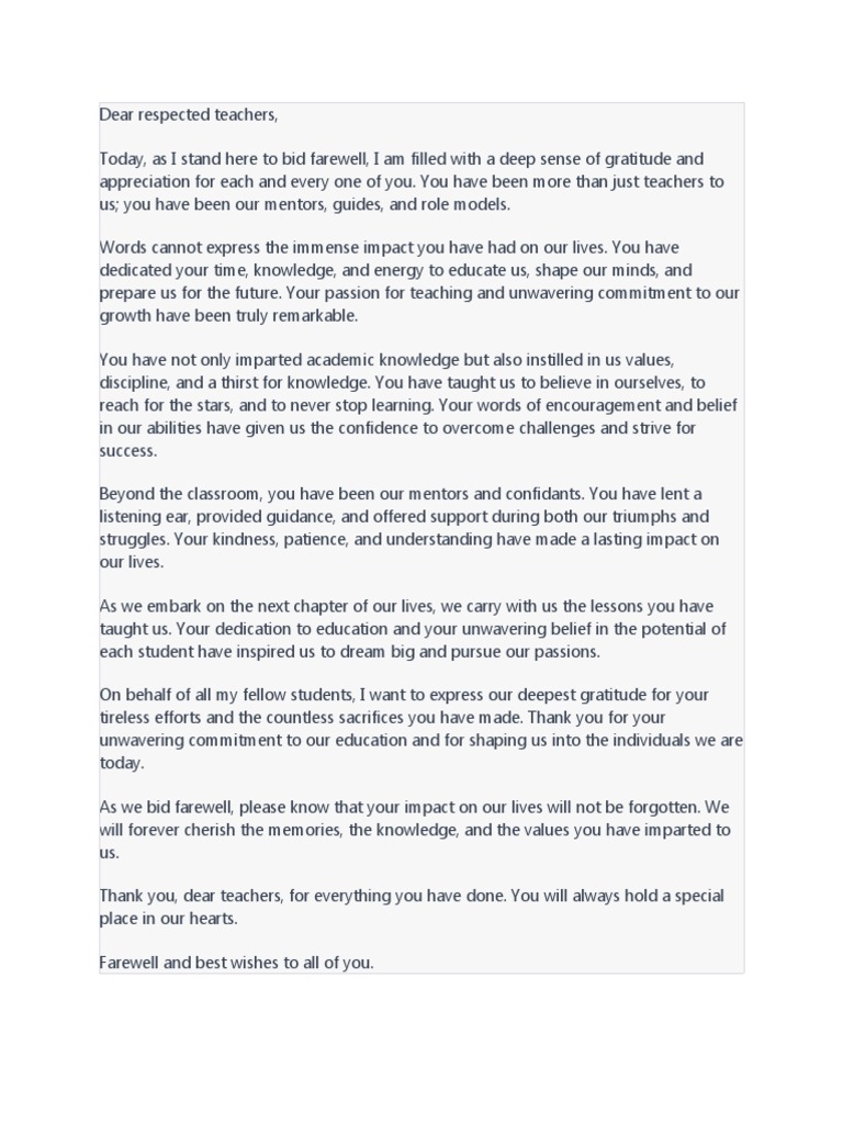 Thanking Speech Farewell | PDF | Teachers | Mentorship