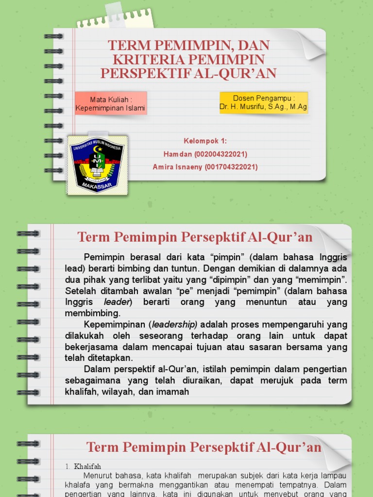 Kepemimpinan Islami Menurut Al-Qur'an | PDF