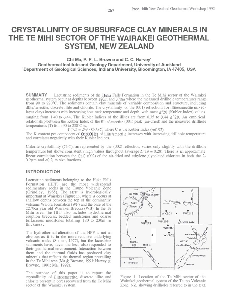 Crystallinity of Subsurface Clays in NZ Geothermal System | PDF ...