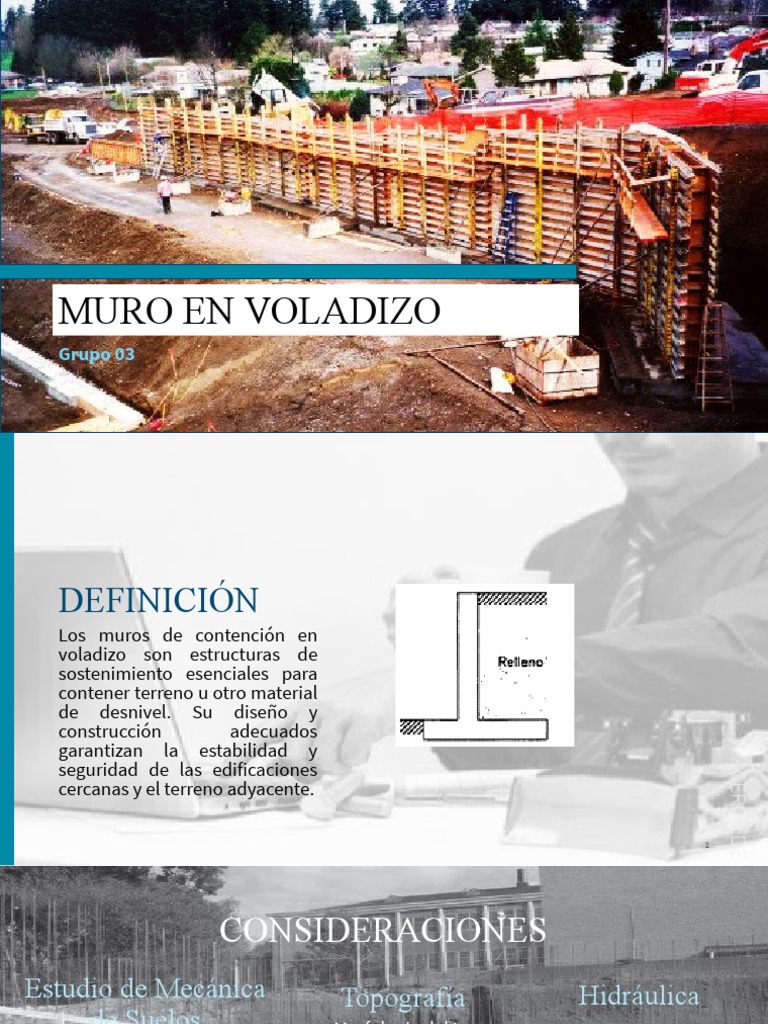 Muro Voladizo Ppts Ultimo | PDF | Fundación (Ingeniería) | Ingeniero civil