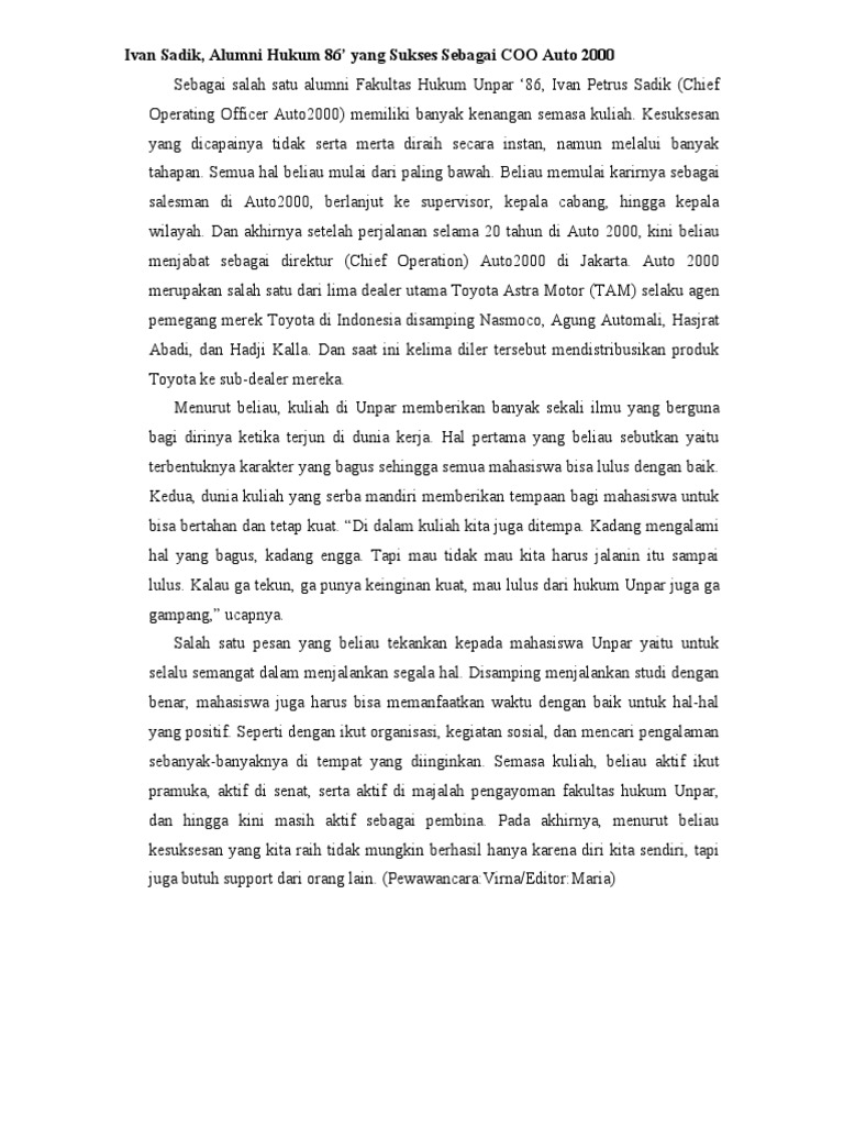 Inspirasi Unpar Ivan Sadik | PDF