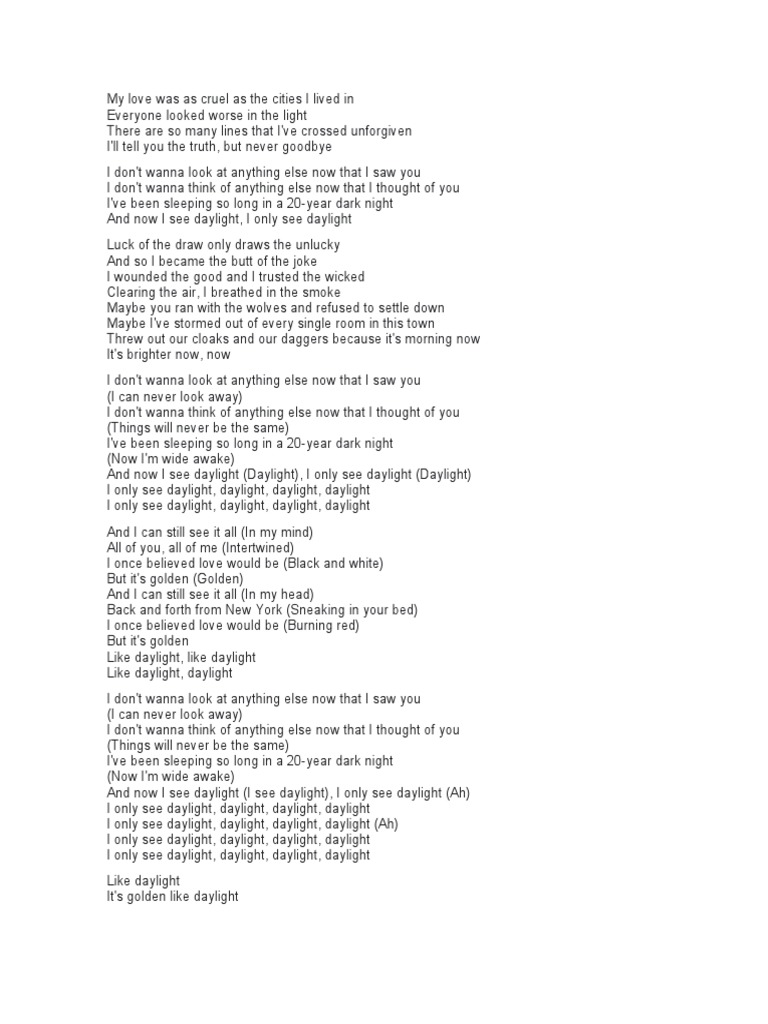 Daylight Letra | PDF