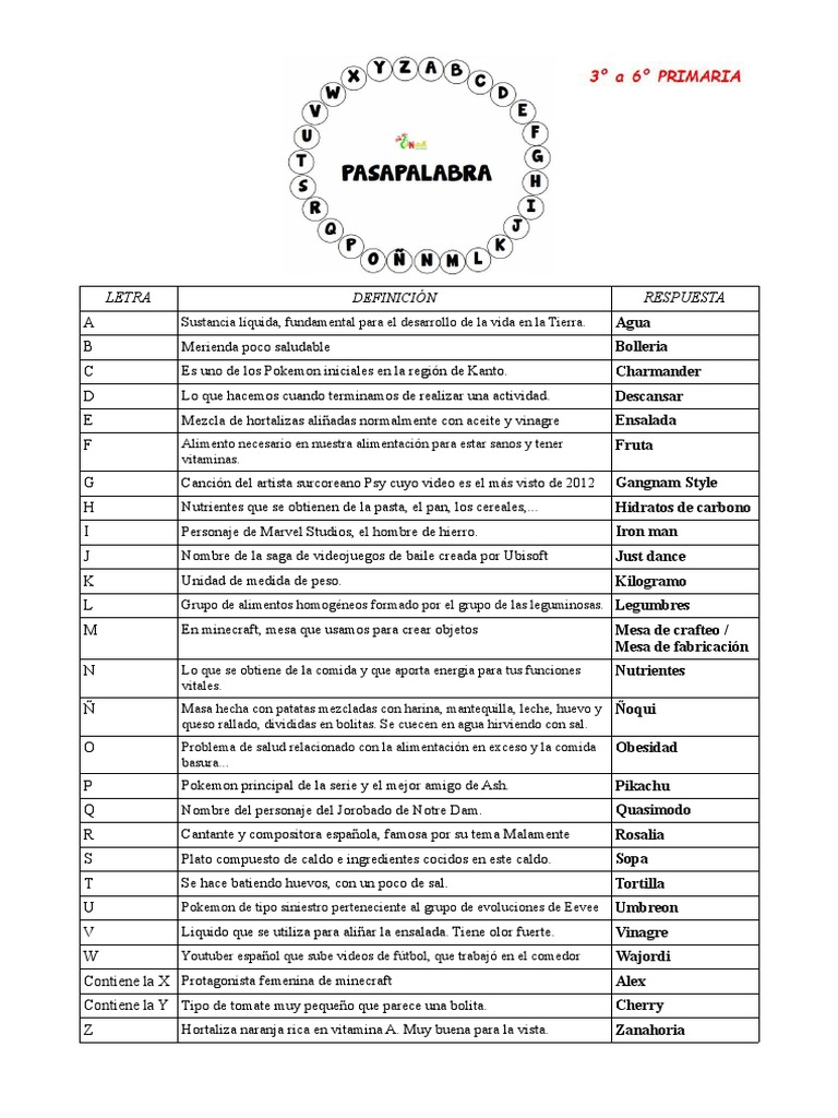 Pasapalabra Mayores 3 | PDF