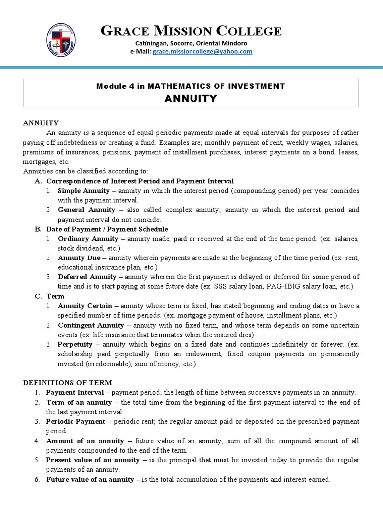 Understanding Annuities in Investment Math | PDF | Present Value | Interest