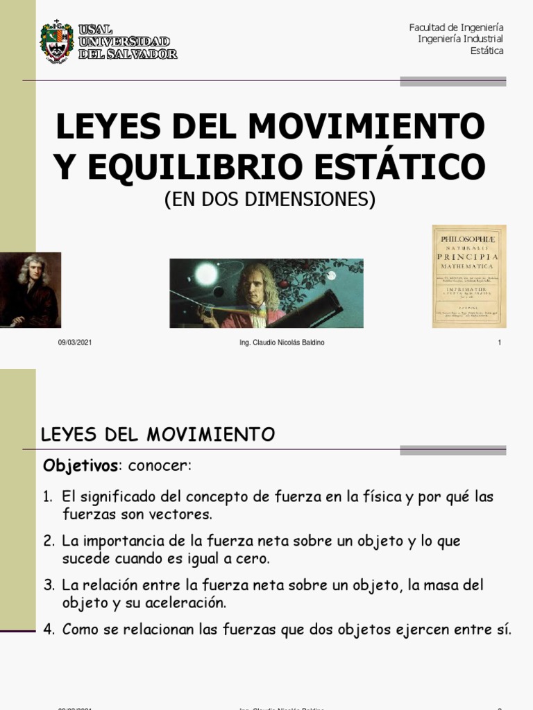 01 Leyes Del Movimiento y Equilibrio Estático en 2D | PDF | Fuerza | Las leyes del movimiento de ...