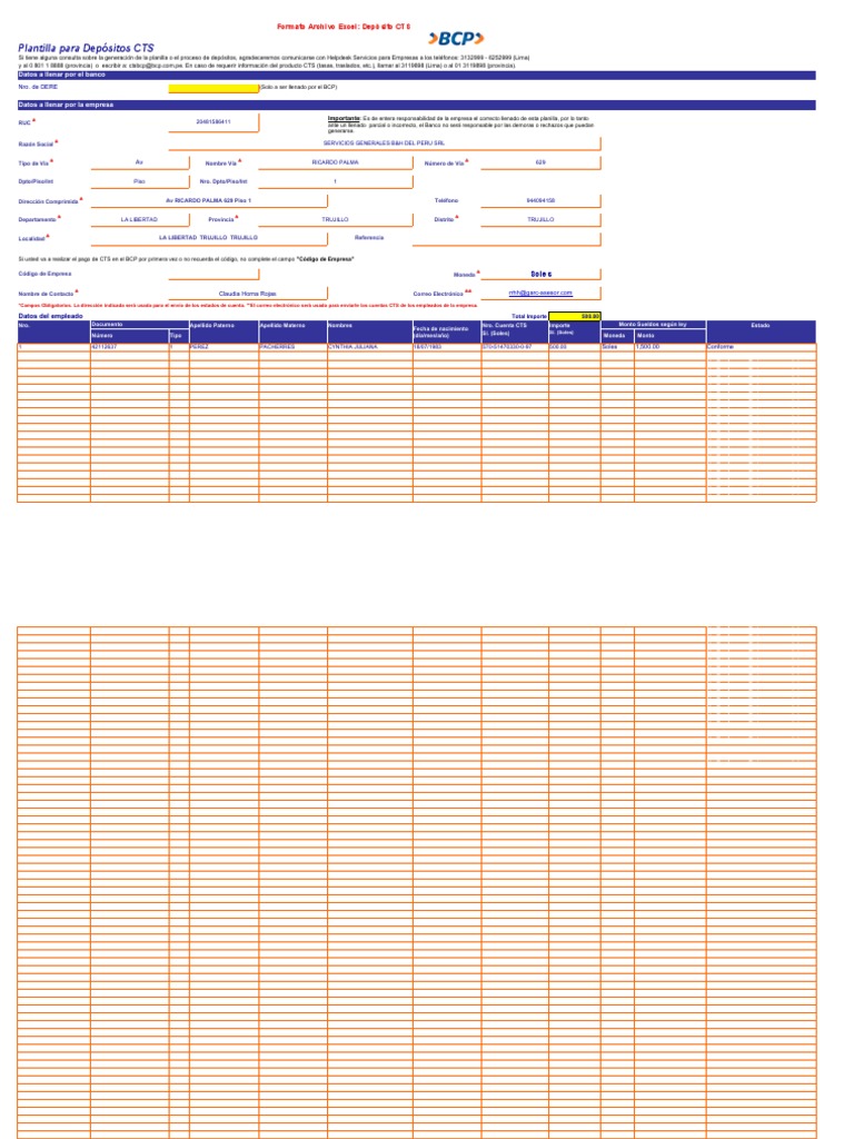 Plantilla+Deposito+CTS - v201508-SERV B&H | PDF | Informática