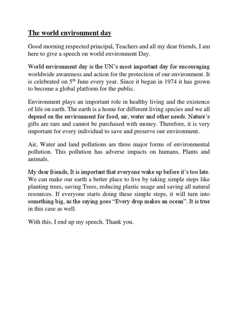 The World Environment Day | PDF