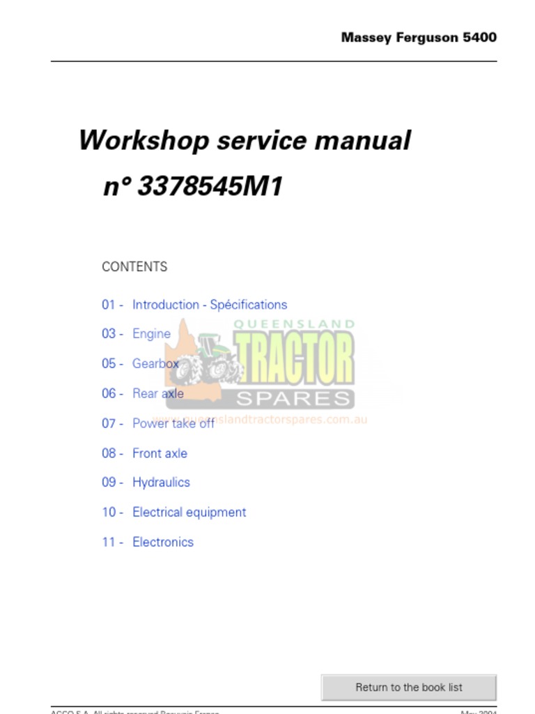 MF 5400 Series Workshop Manual | PDF | Axle | Clutch