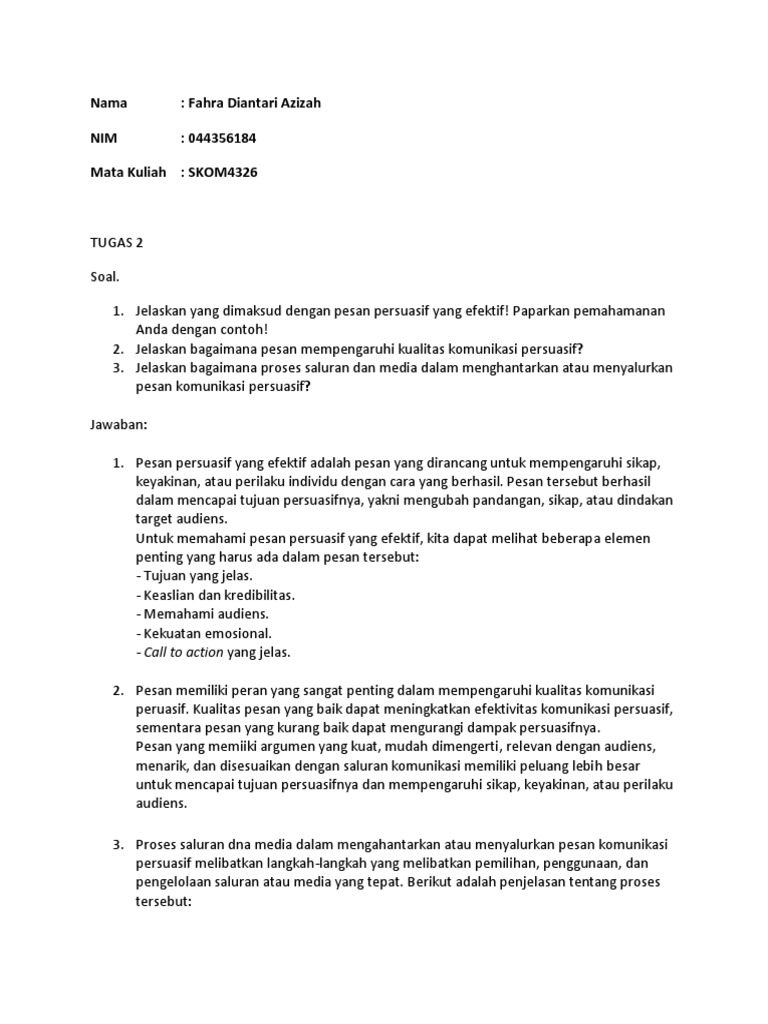 Pesan Persuasif: Elemen dan Prosesnya | PDF
