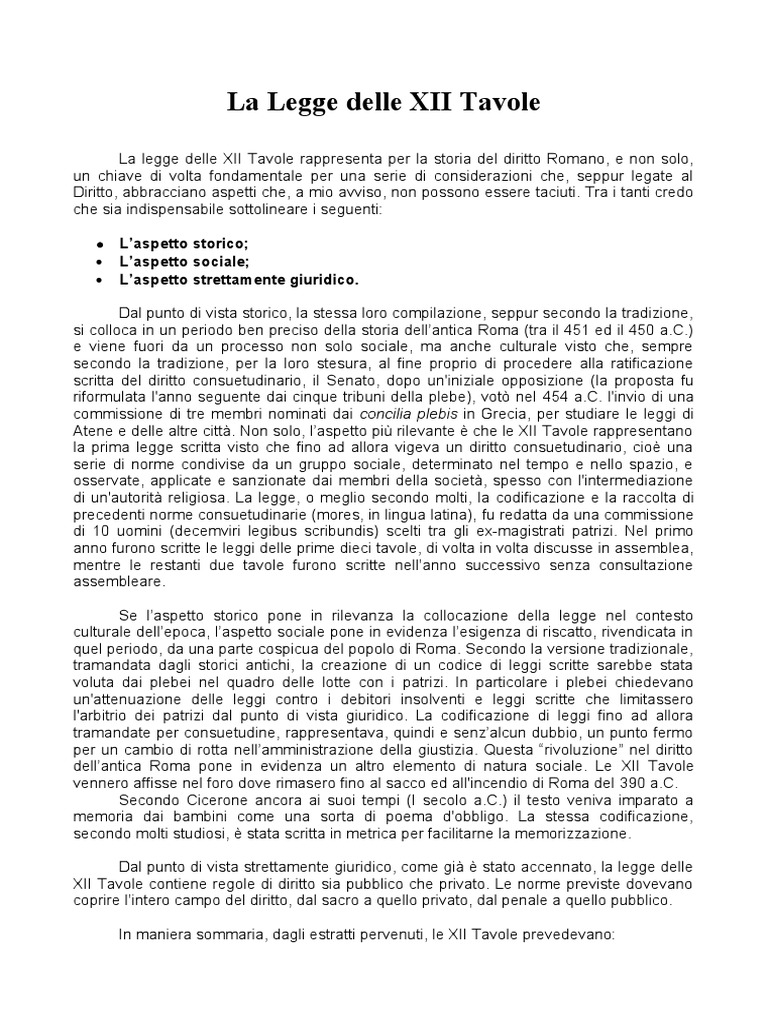 La Legge Delle XII Tavole | PDF