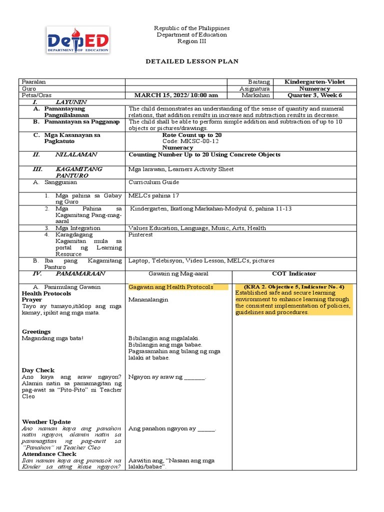 COT 1 Detailed Lesson Plan March 14 2022 | PDF