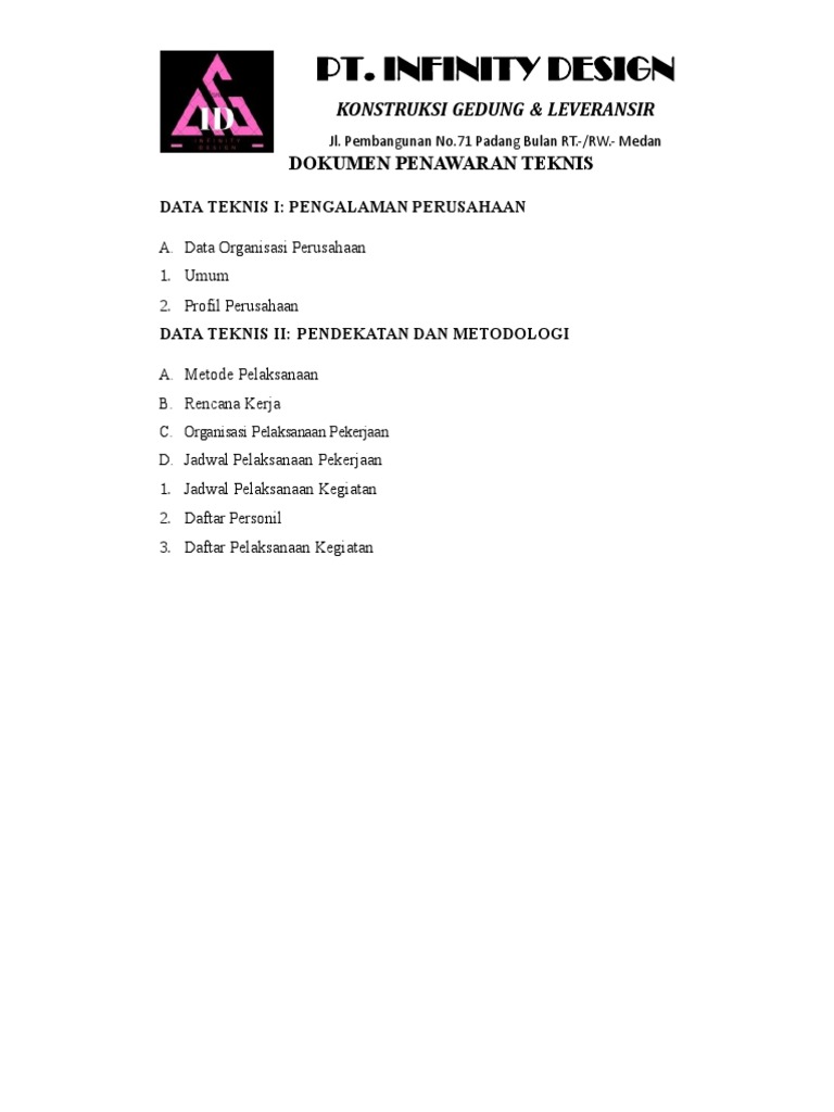 Profil Perusahaan PT. Infinity Design Medan | PDF