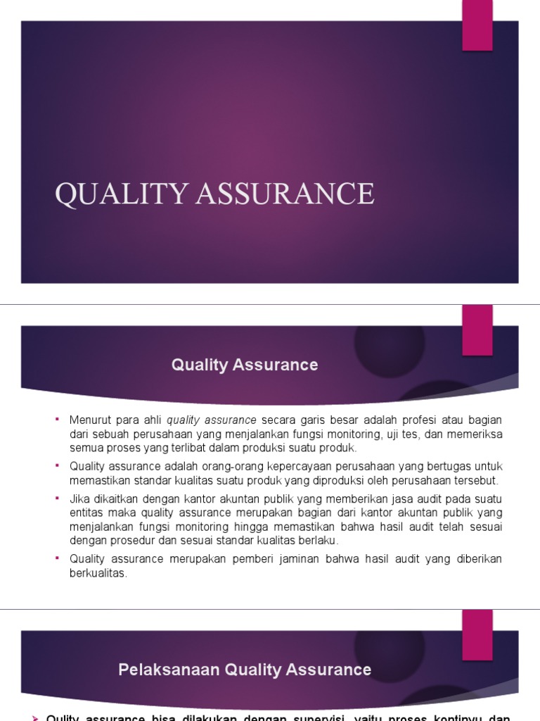 Quality Assurance | PDF
