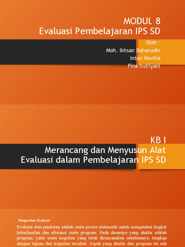 MODUL 8 Evaluasi Pembelajaran IPS SD | PDF