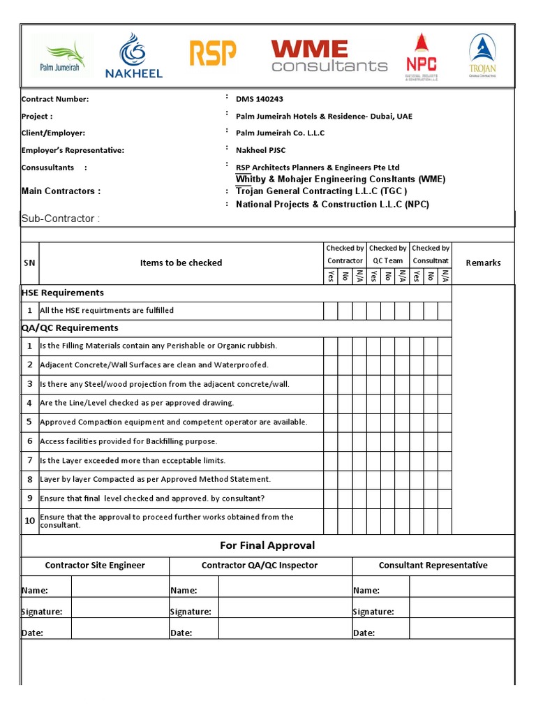 Civil Checklist-From Consultant | PDF