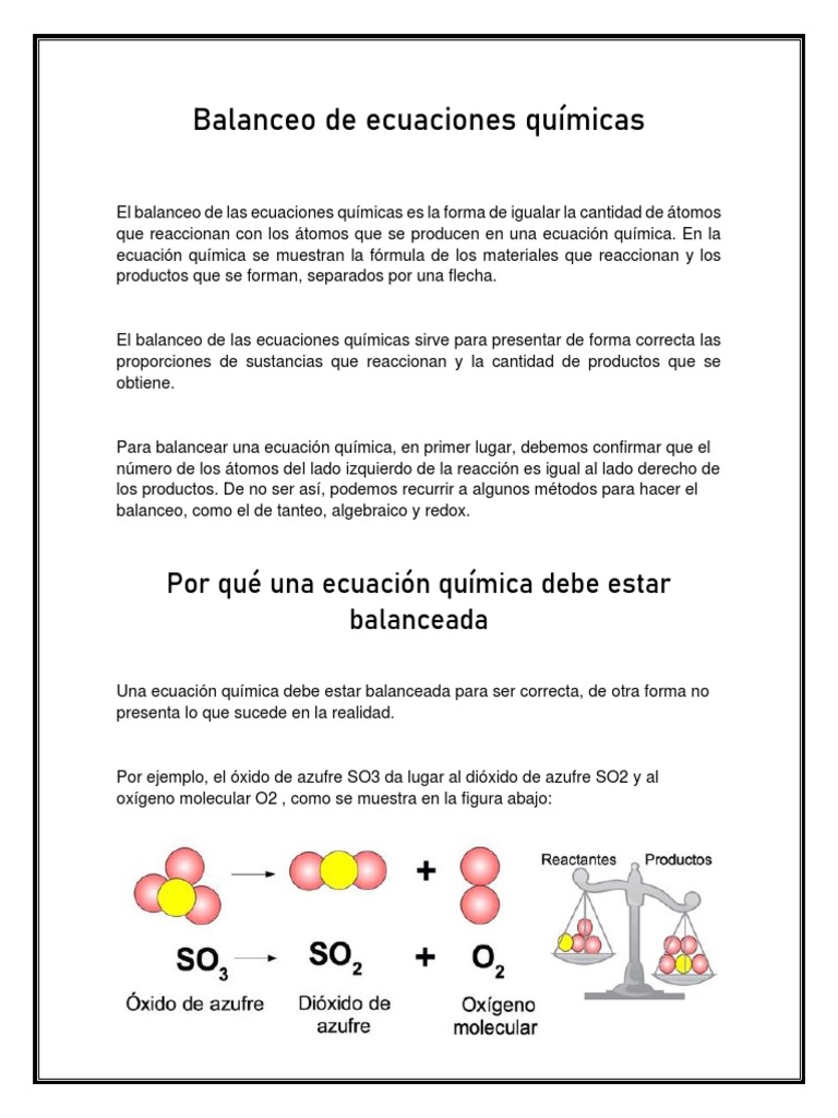 Balanceo de Ecuaciones Químicas | PDF