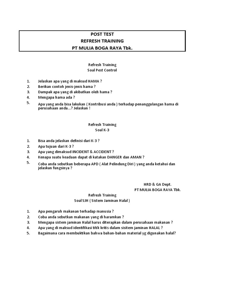 Soal Refresh Training 2023 - 035338 | PDF